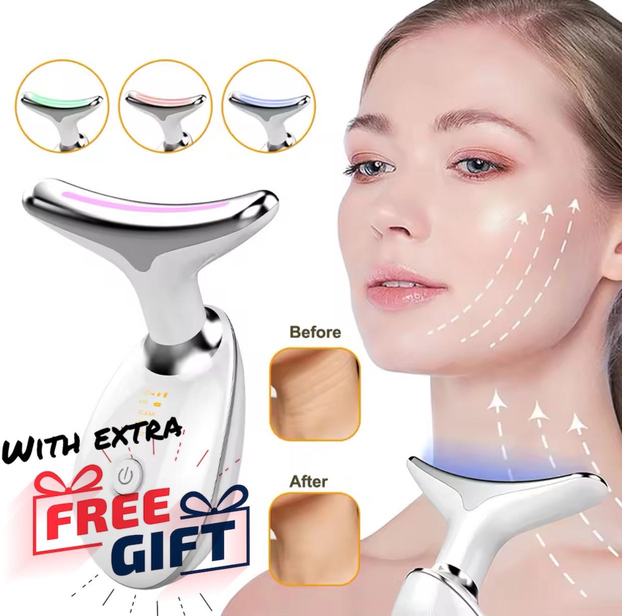 LED Face & Neck Wrinkle Massager! 7-in-1 Facial LED Sculptor [With Fre ...
